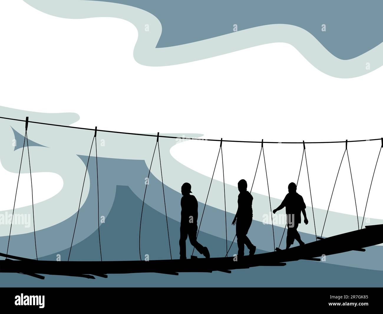 crossing bridge composition, abstract vector art illustration Stock ...