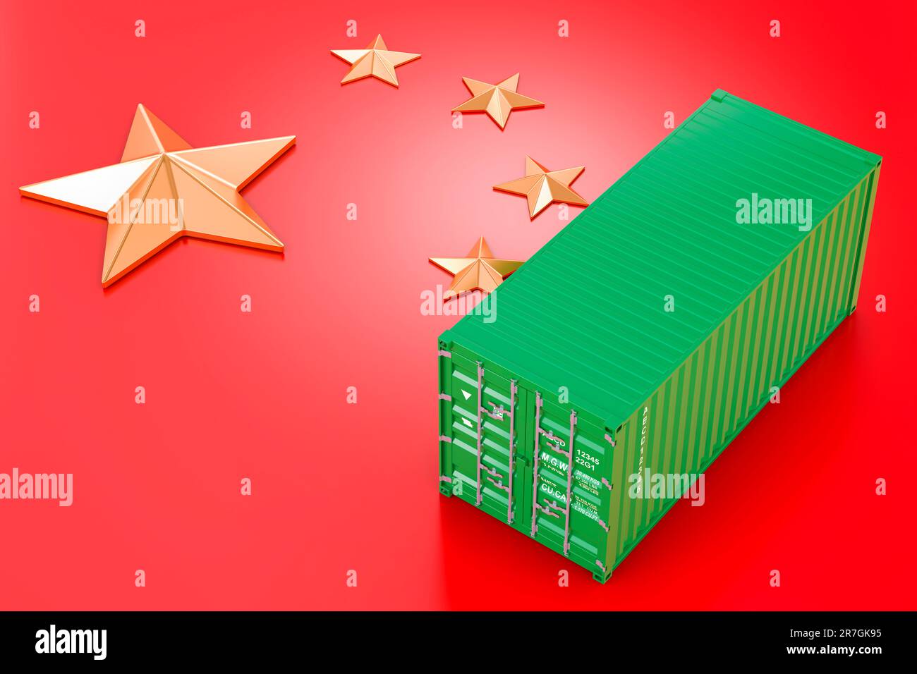 Cargo container on Chinese flag. Cargo Shipping from China concept, 3D ...