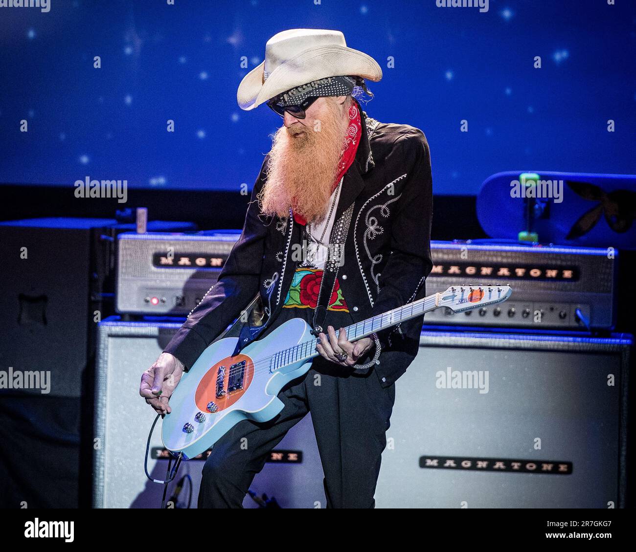 Billy F Gibbons performing live in Oslo playing guitar on 15 June 2023 ...