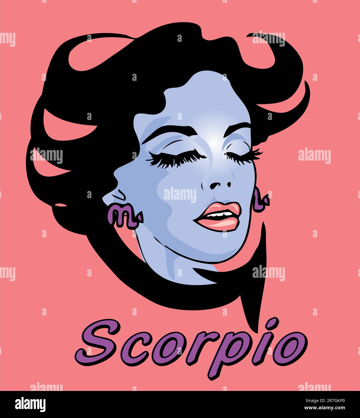 Woman Face Beauty Scorpio Horoscope zodiac seria Stock Vector Image ...