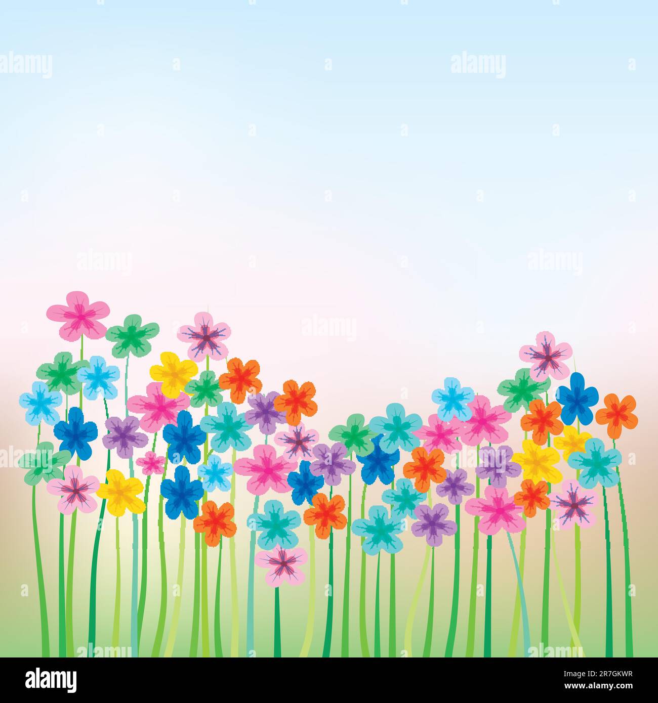 abstract floral illustration with flowers and grass Stock Vector Image ...