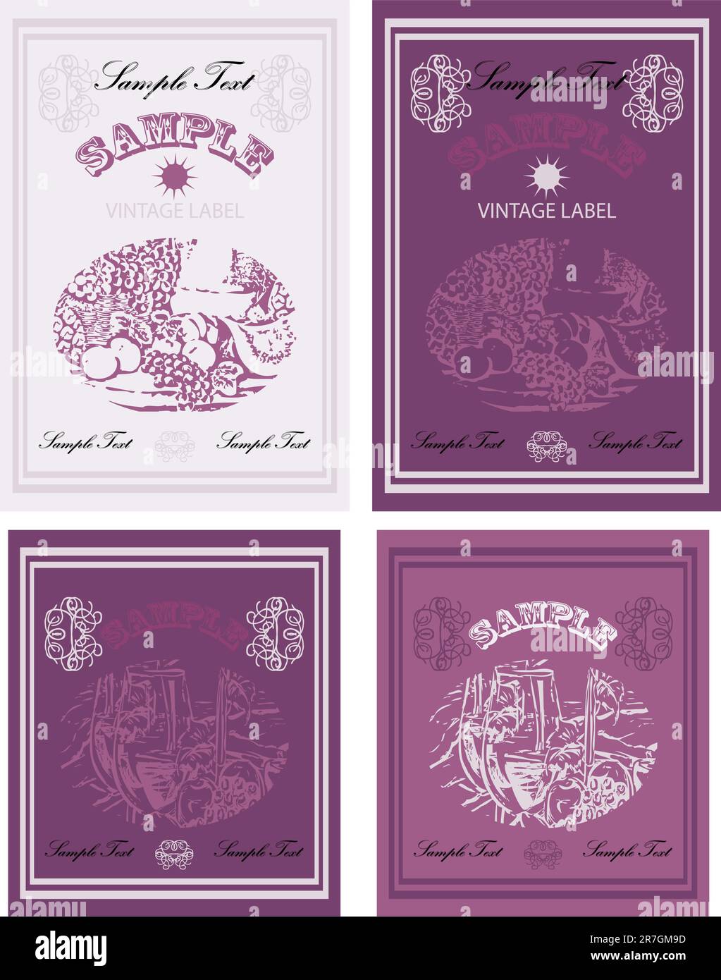 4 Vintage labels food, wine, fruit vector set Stock Vector Image & Art ...