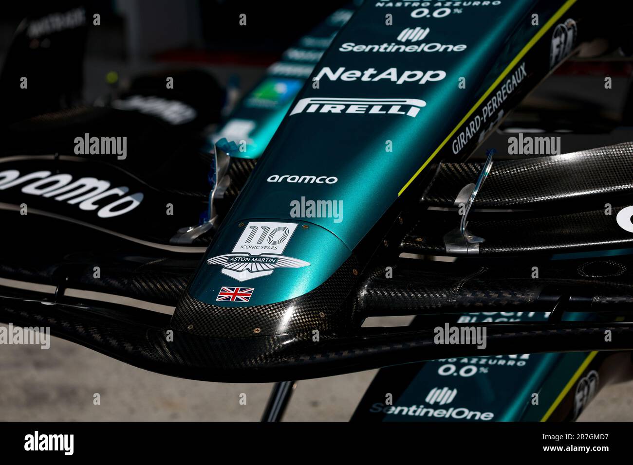 Aston Martin F1 Team AMR23, mechanical detail front wing during the ...