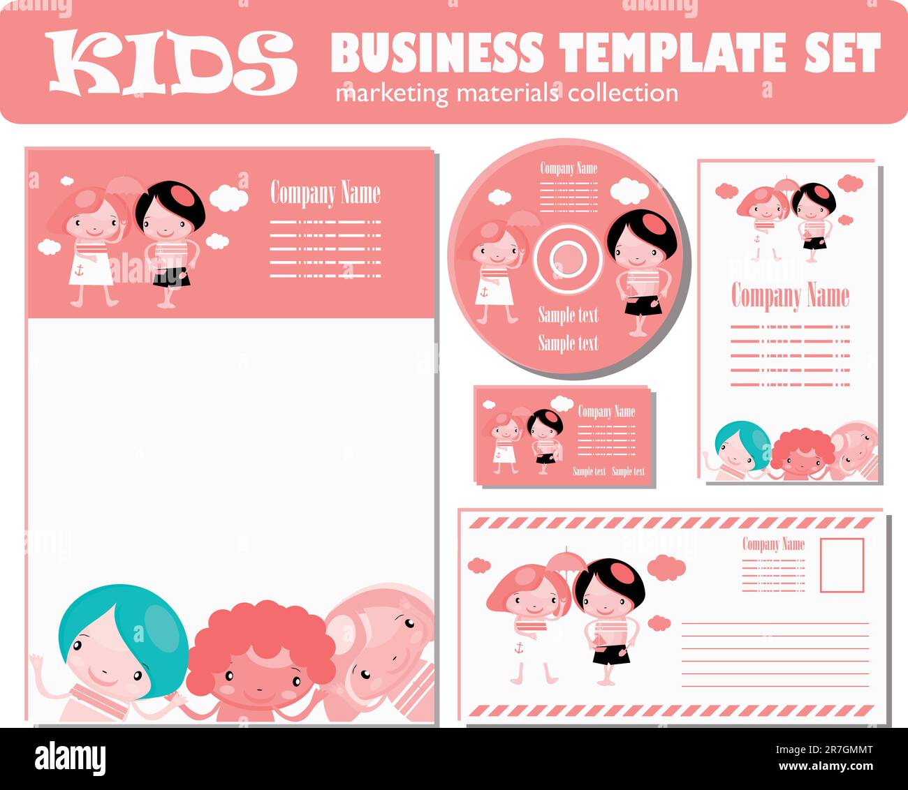 Kids Business Template Set Kids Style Corporate Template Stock Vector ...