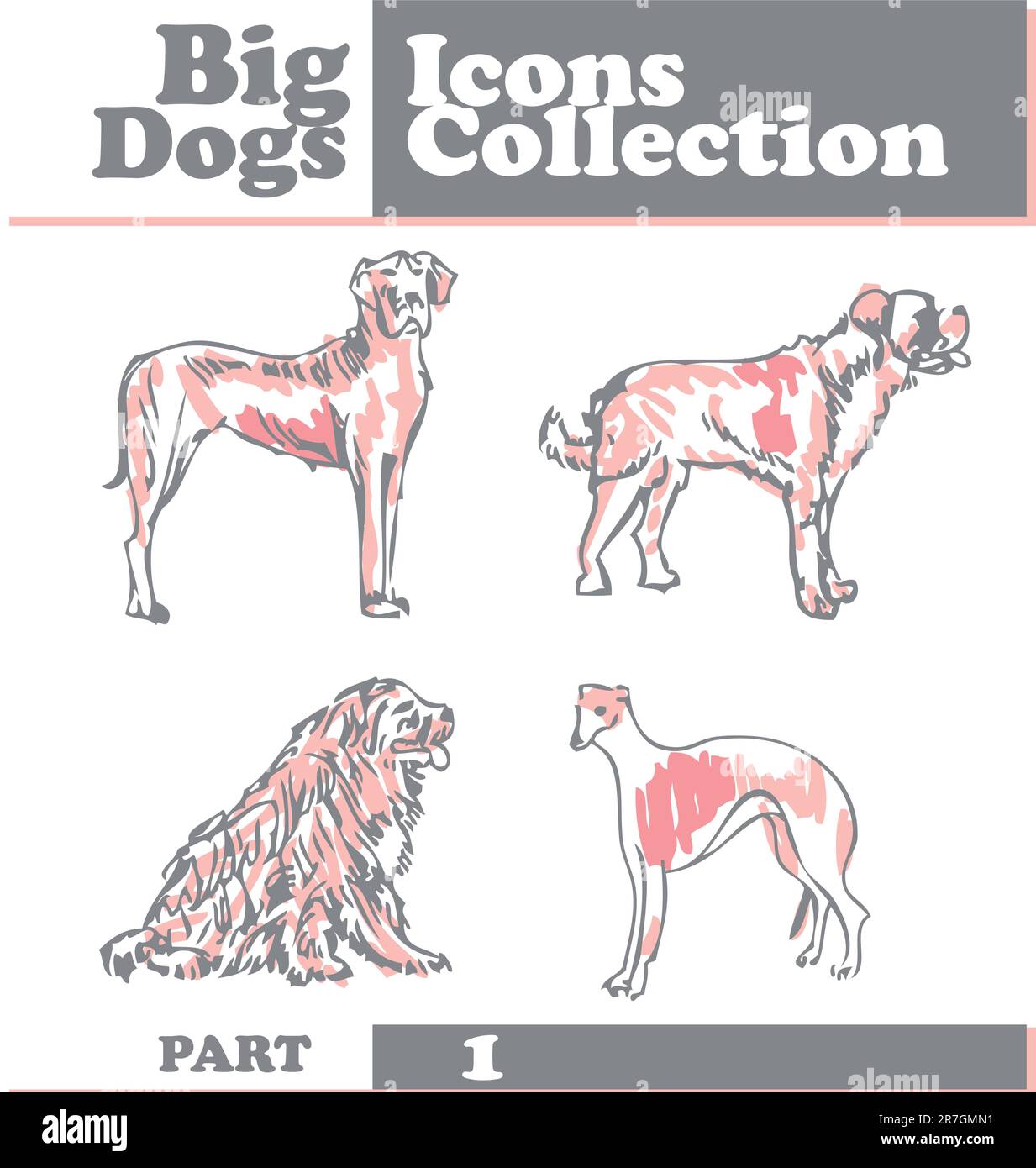 Set of dogs silhouette Big dogs Icons Collection vector Stock Vector ...