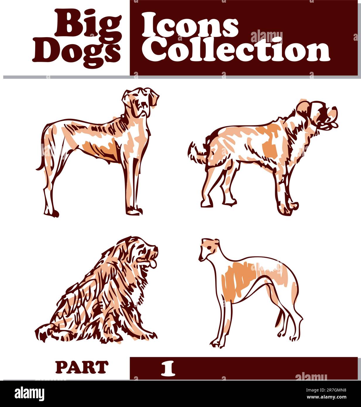 Set of dogs silhouette Big dogs Icons Collection vector Stock Vector ...