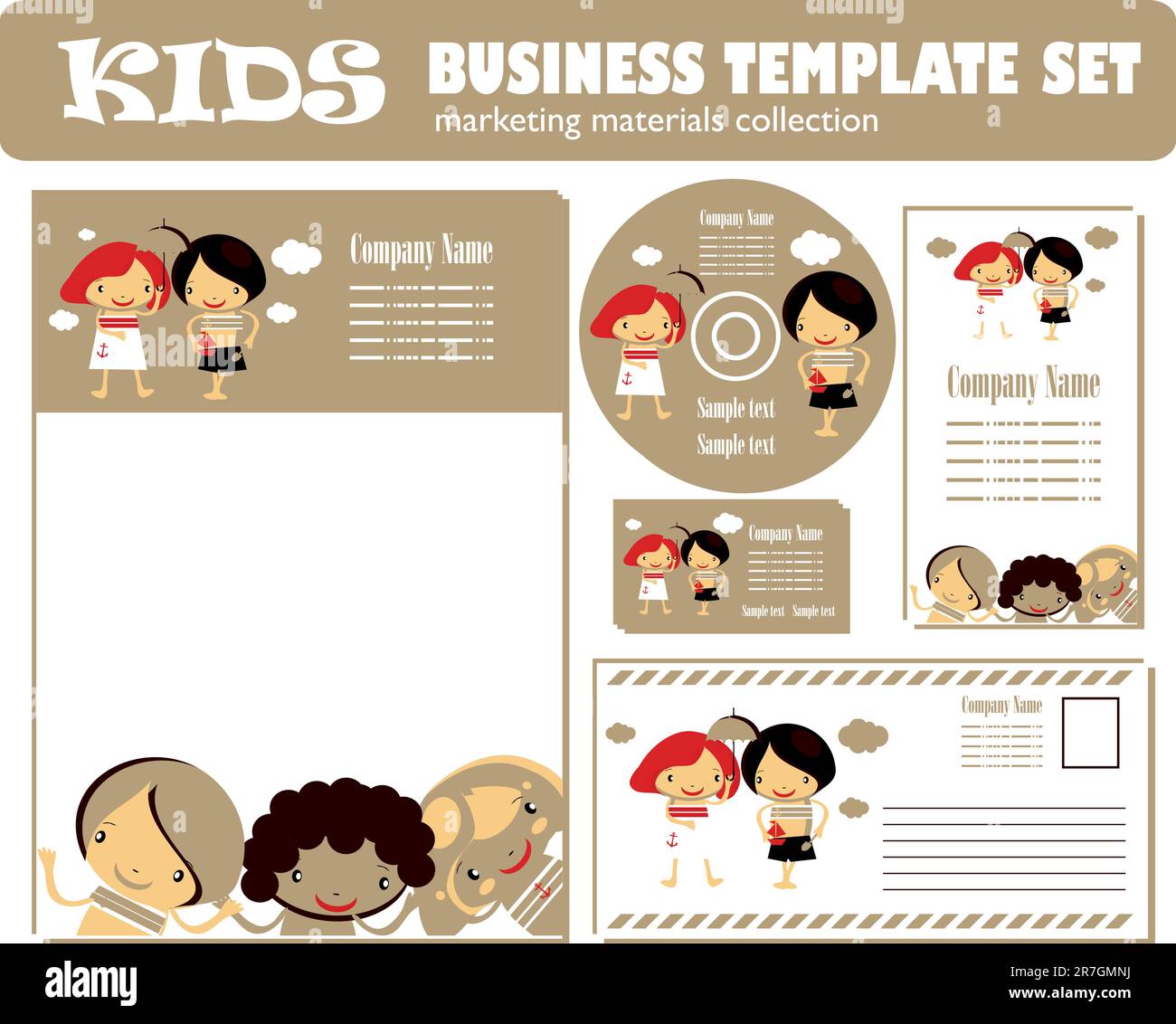 Kids Business Template Set Kids Style Corporate Template Stock Vector ...