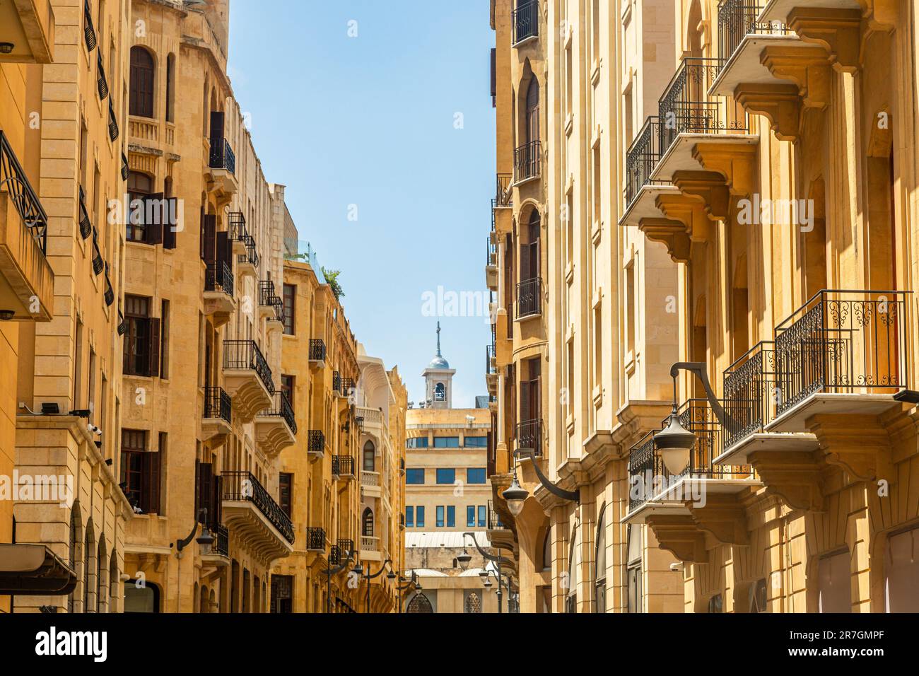 Old Beirut central downtown narrow street architecture with buildings ...