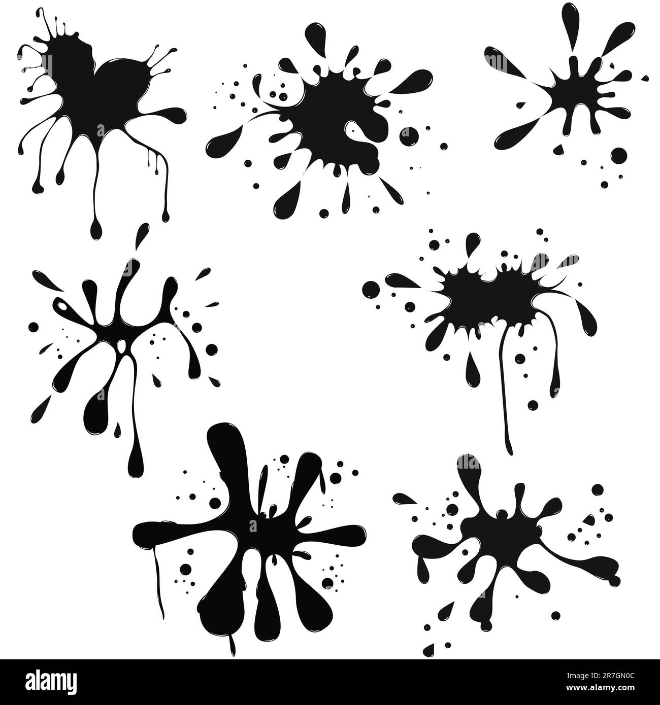Vector illustration of black ink blot. Glossy splash, droplet. Vector ...