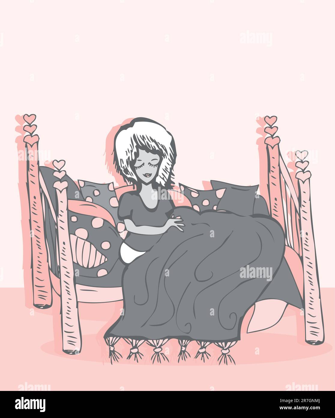 A Young Girl Sleeping - Vector Stock Vector Image & Art - Alamy