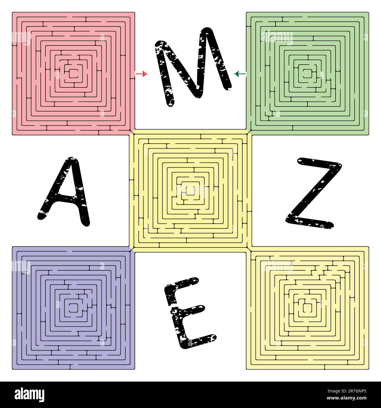 abstract square maze against white background, vector art illustration ...