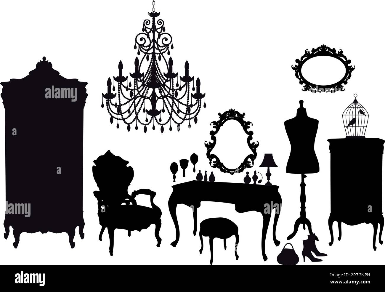 dressing room with antique furniture, vector background Stock Vector ... dressing room with antique furniture, vector background Stock Vector ...