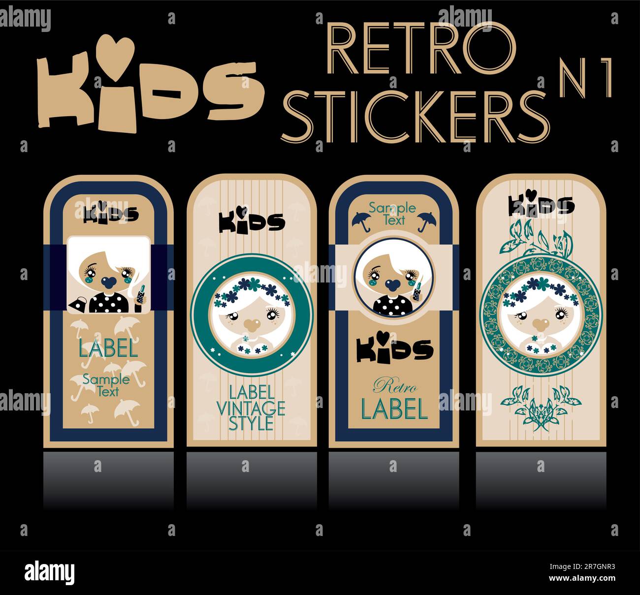 Kids vector set: vintage labels Stock Vector Image & Art - Alamy