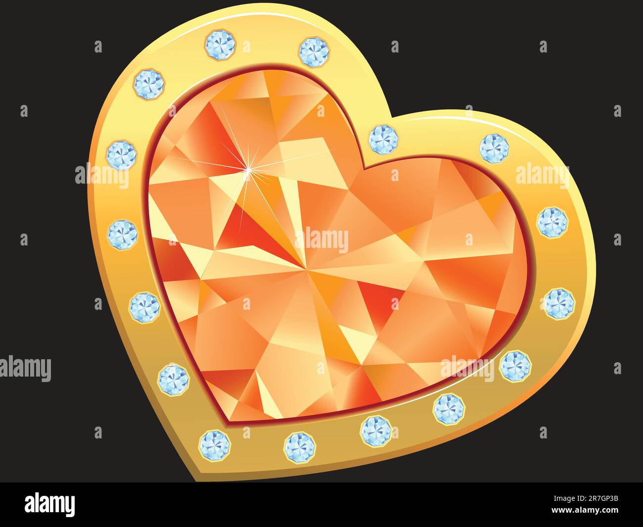 Precious heart with diamond and a ruby in a vector Stock Vector Image ...