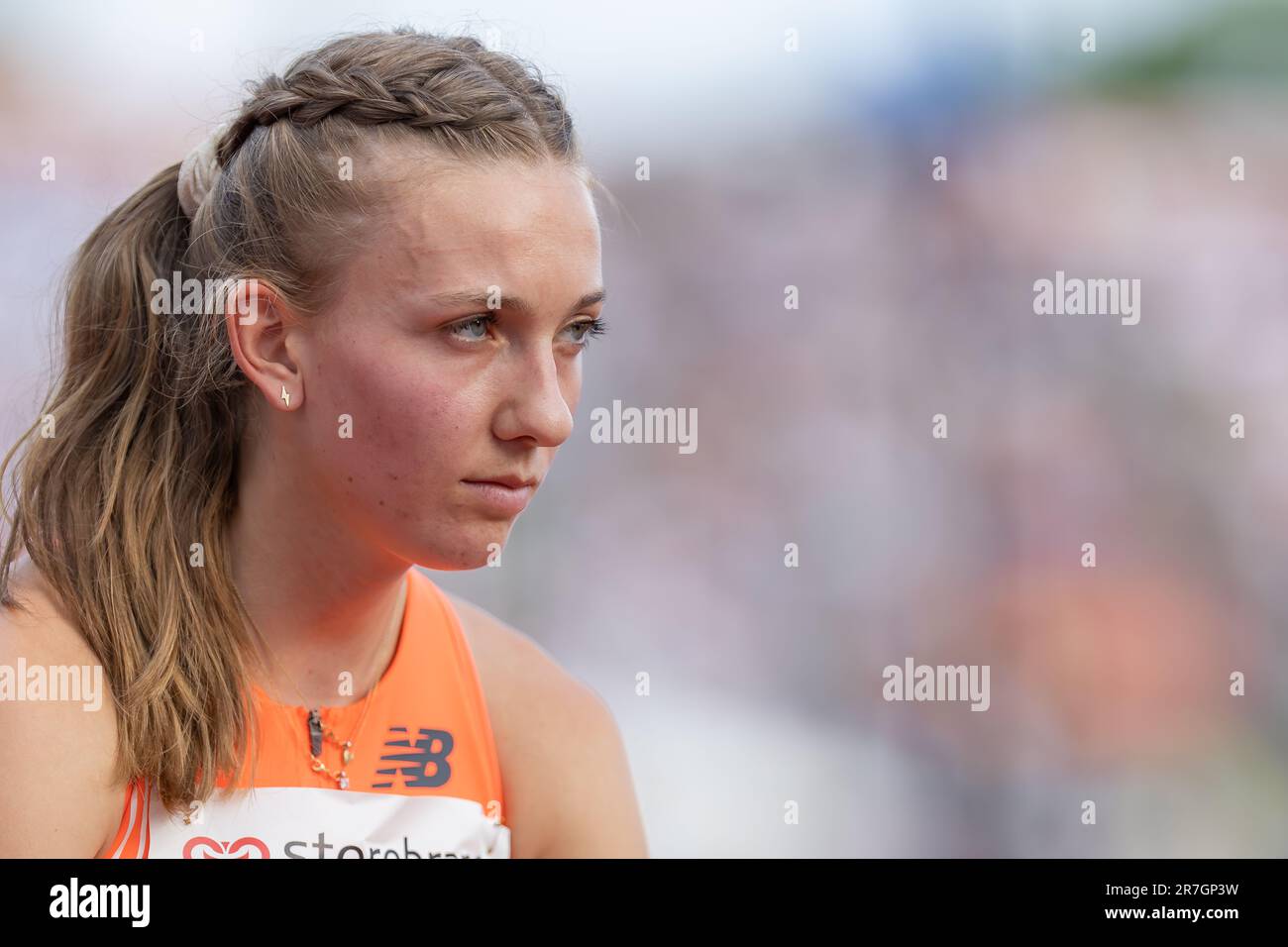 Oslo, Norway 15 June 2023, Femke Bol of Netherlands remains locked in ...
