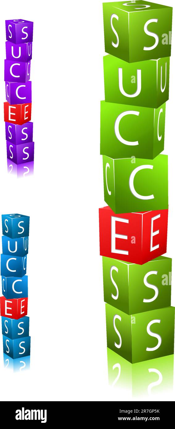 word success. stack of cubes with letter. Illustration isolated on ...
