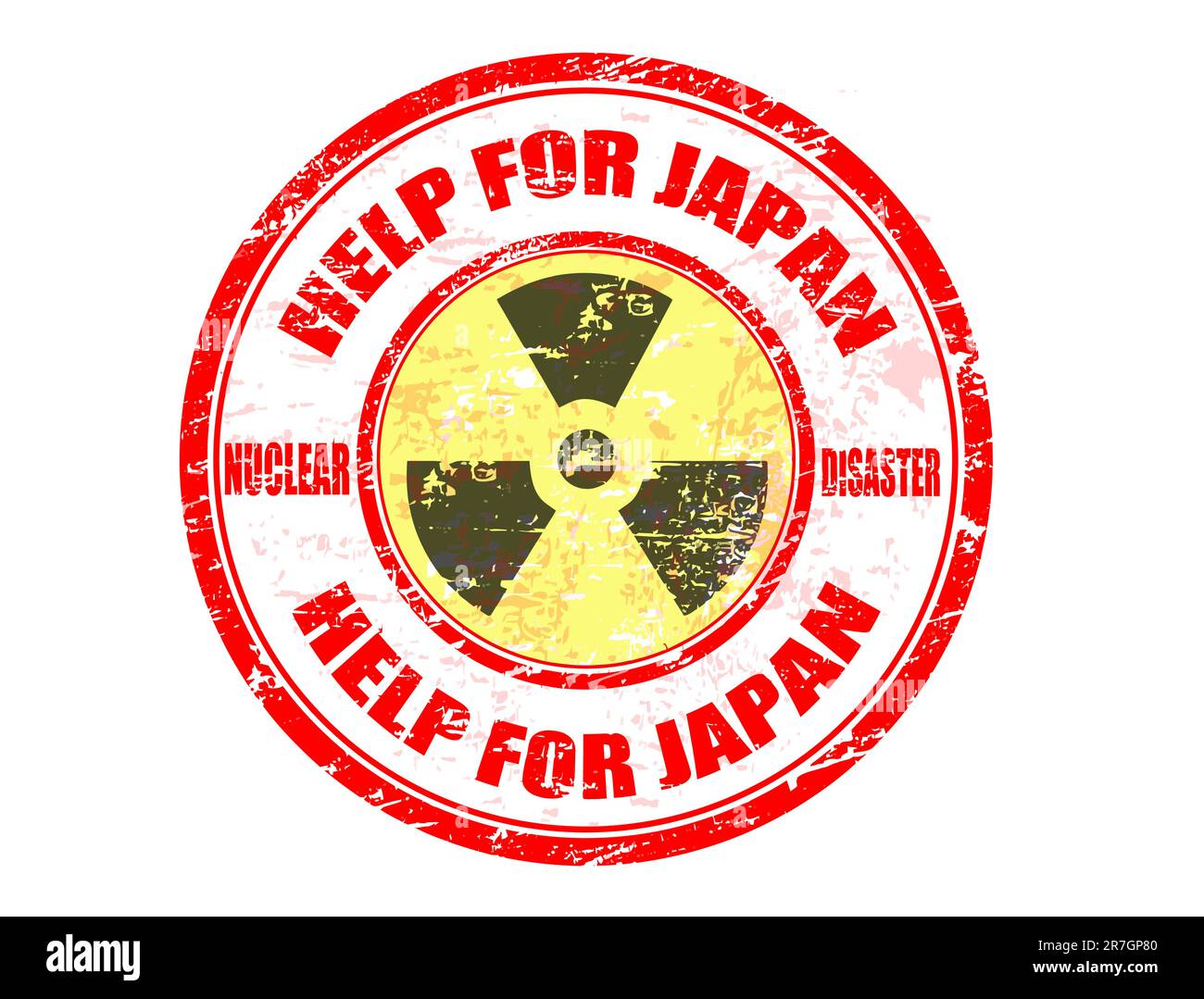 Red grunge rubber stamp with the text help for Japan written inside the ...