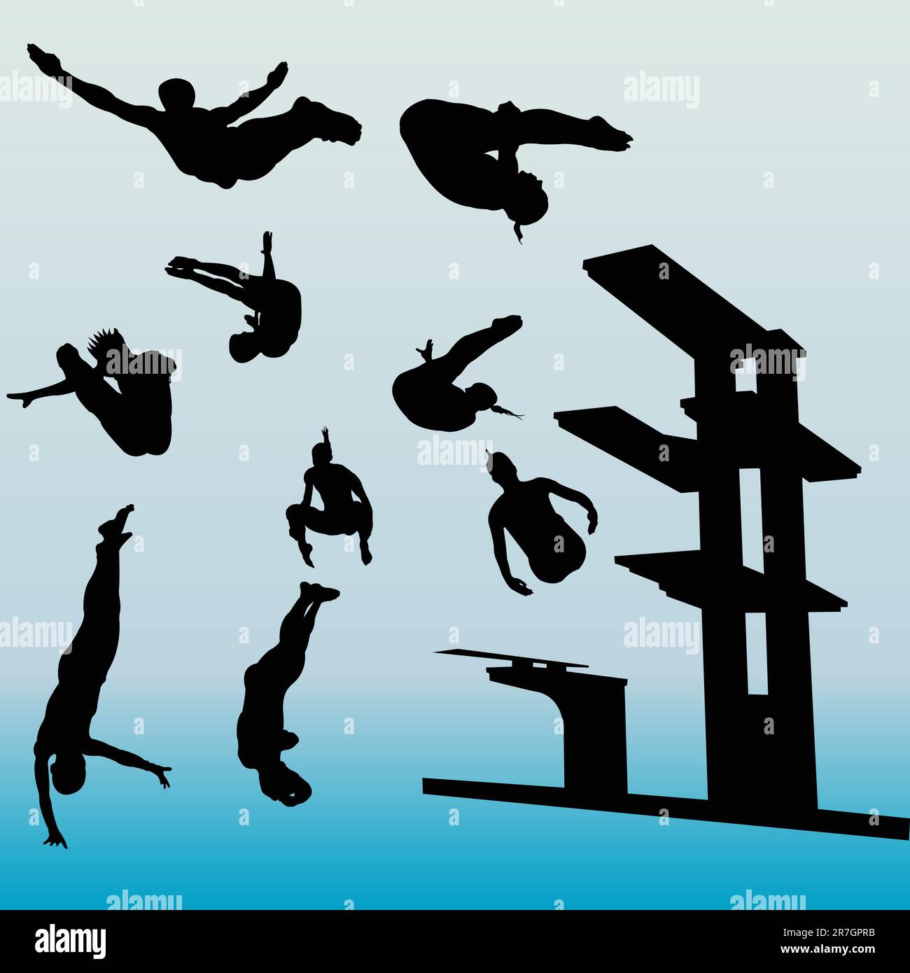 Female swimmer diving Stock Vector Images - Alamy