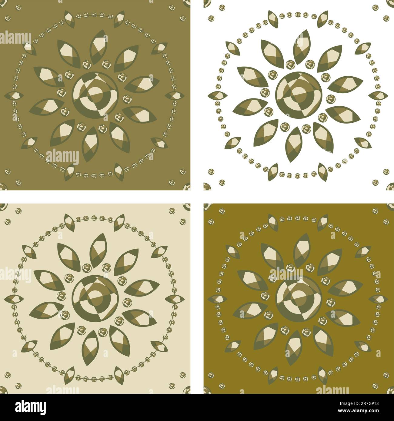 four floral graphic motif for seamless fill (drag and drop any of them ...