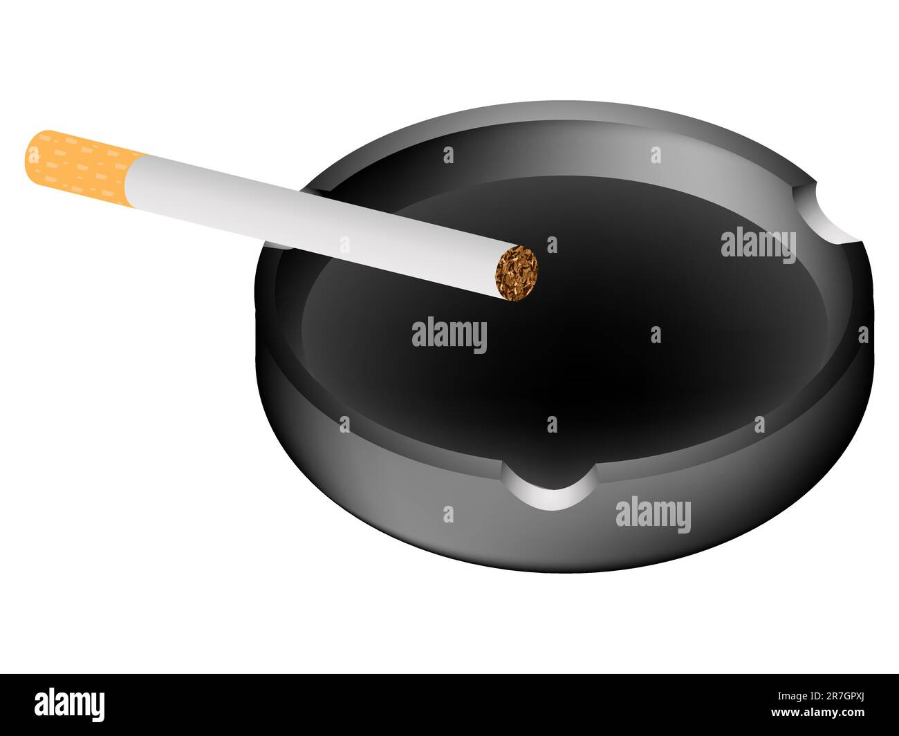 ashtray and cigarette against white background, abstract vector art ...