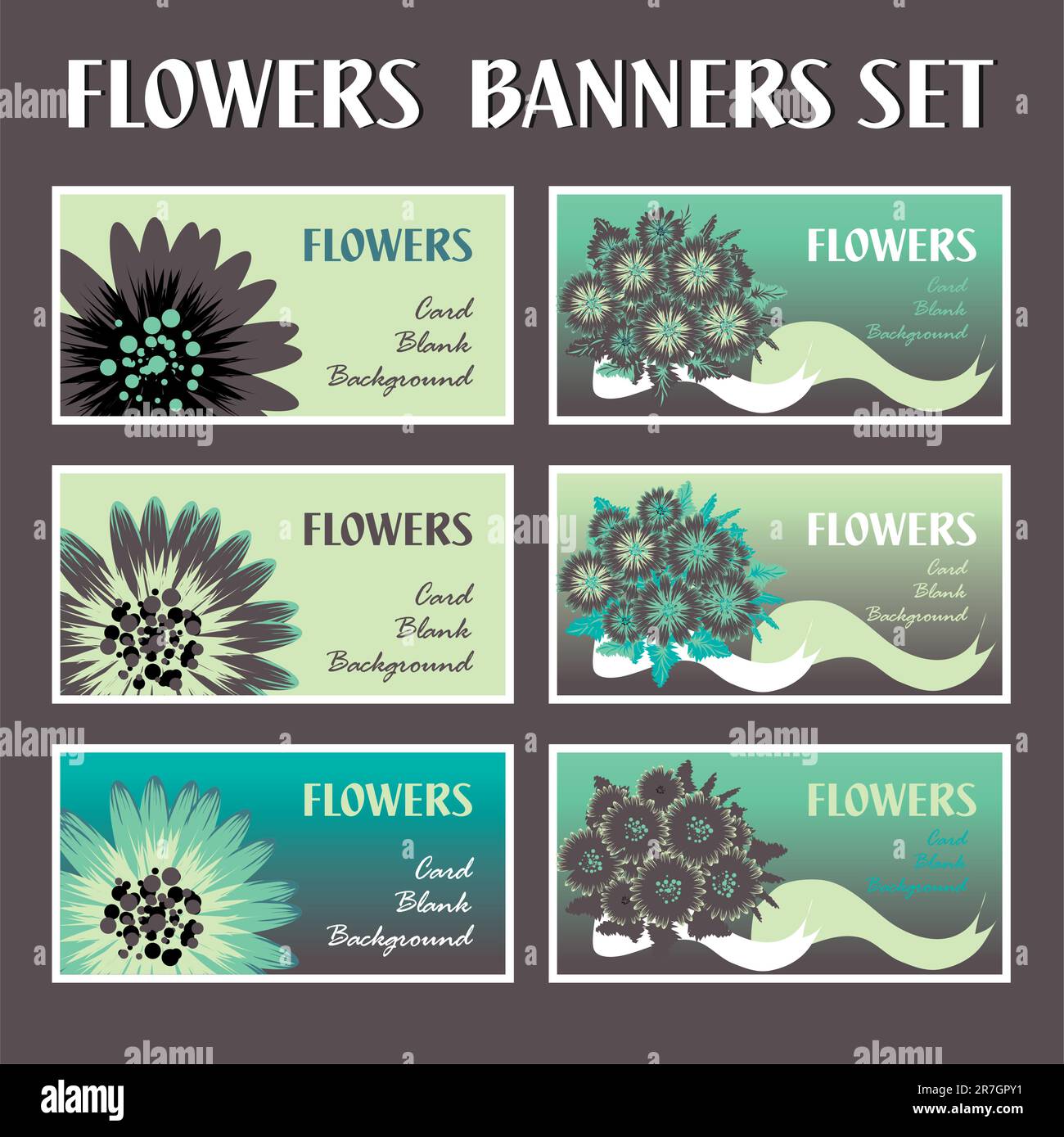Colorful flower web banner set cards background Stock Vector Image ...