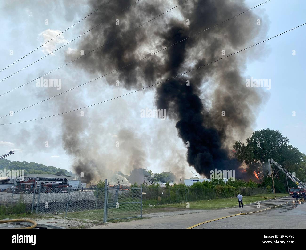This photo provided by the Kansas City Fire Department shows a wood ...