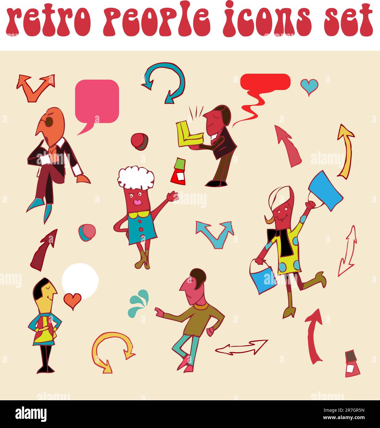 Set of retro peoples icons, vintage arrow Stock Vector Image & Art - Alamy