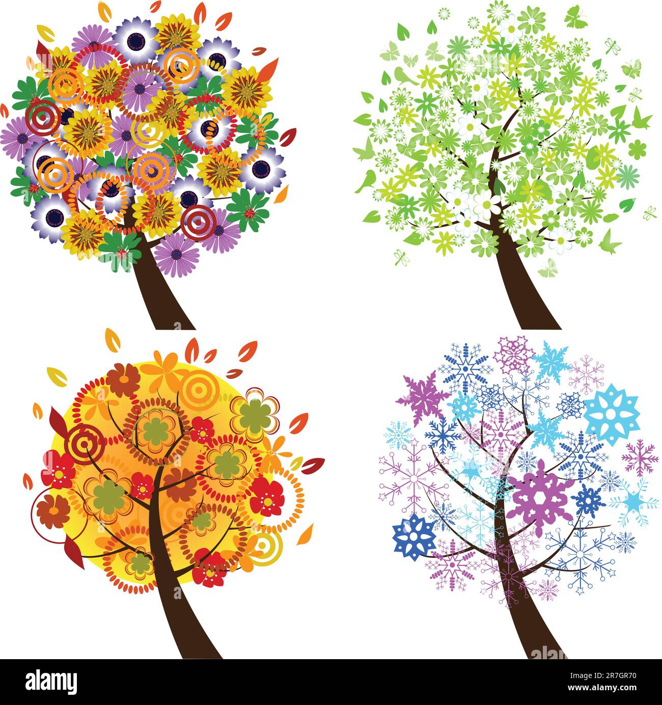 vector illustration of four season trees Stock Vector Image & Art - Alamy
