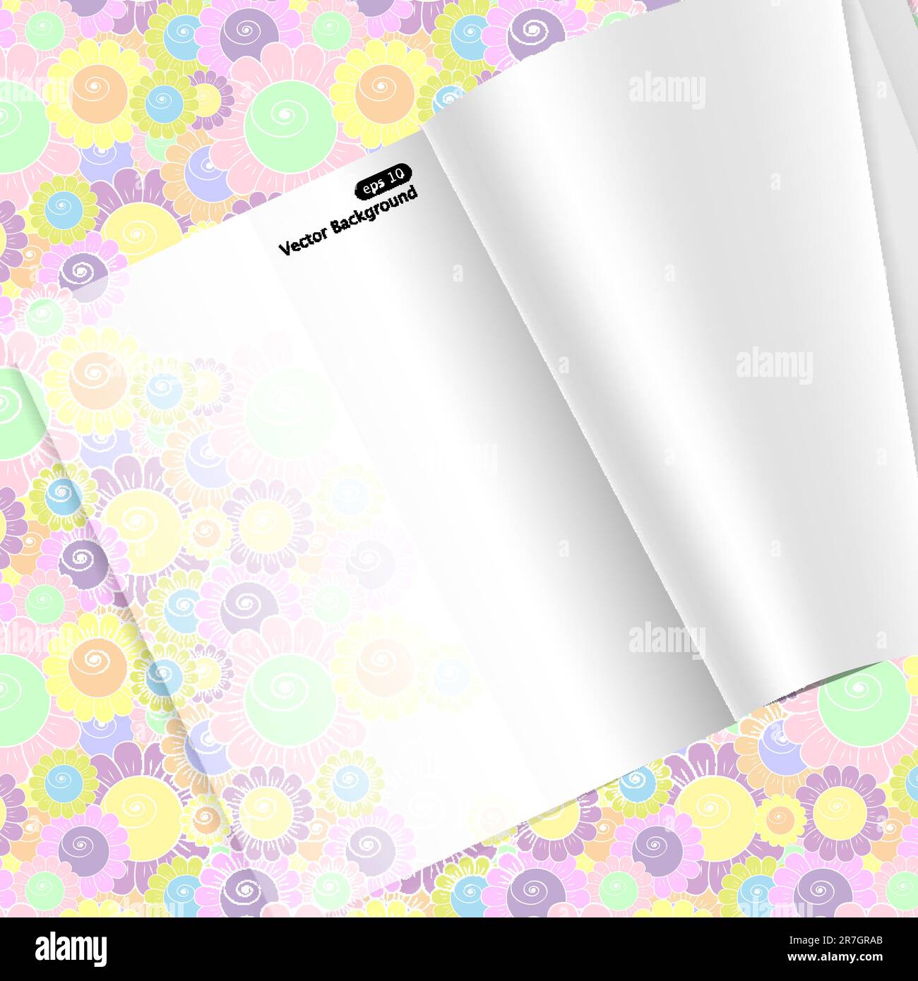 Vector illustration - empty magazine pages on floral background Stock ...