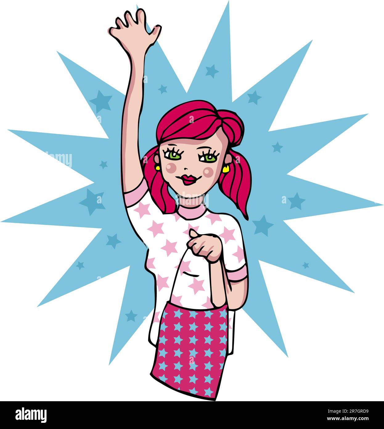 Hello cartoon girl emblem tag Stock Vector Image & Art - Alamy