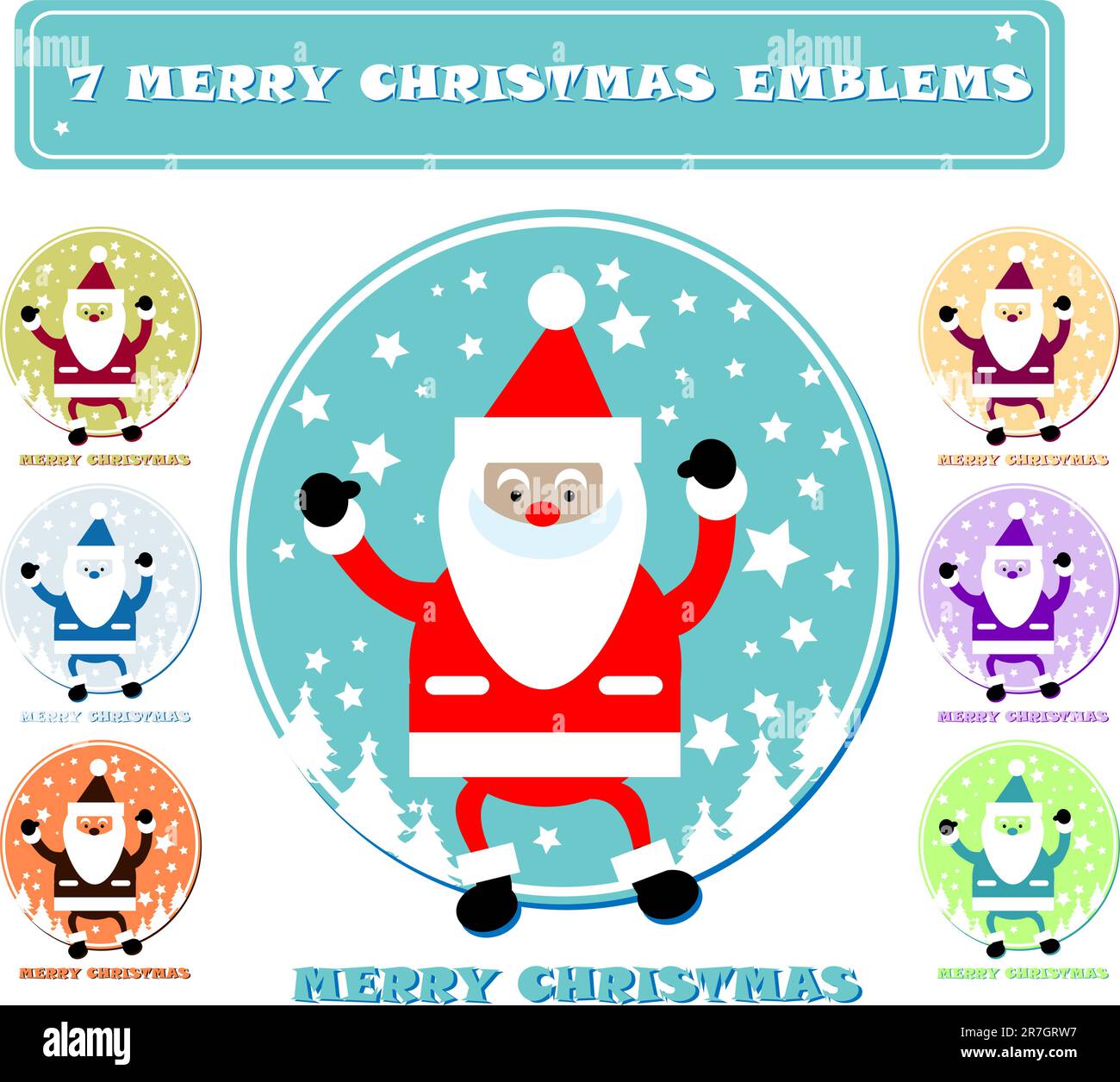 7 merry christmas emblems, sticker, banner,tag, icon. fake paper design ...
