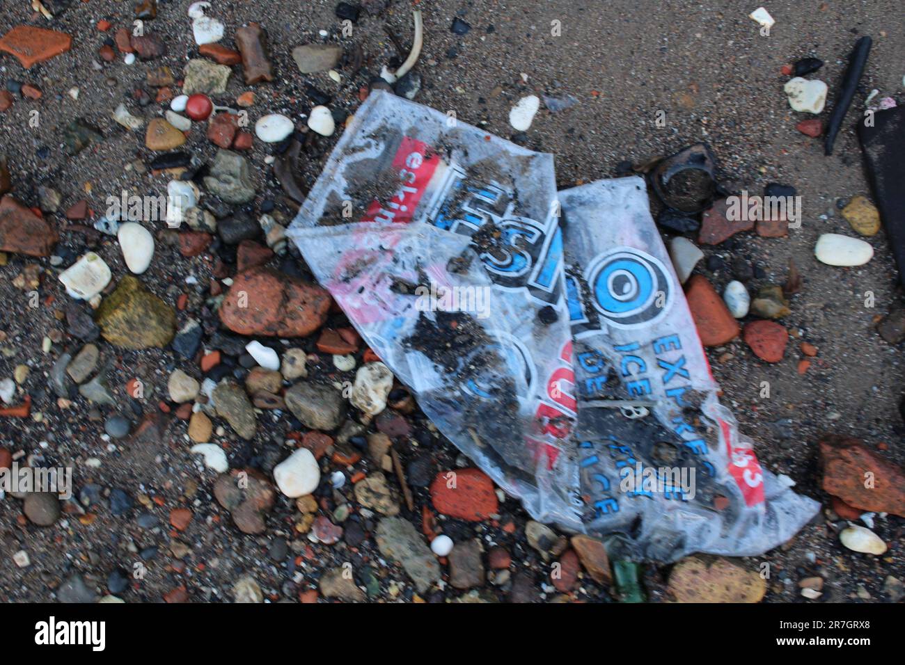 Pollution washed assure onto the beach - environmental harm to wildlife ...