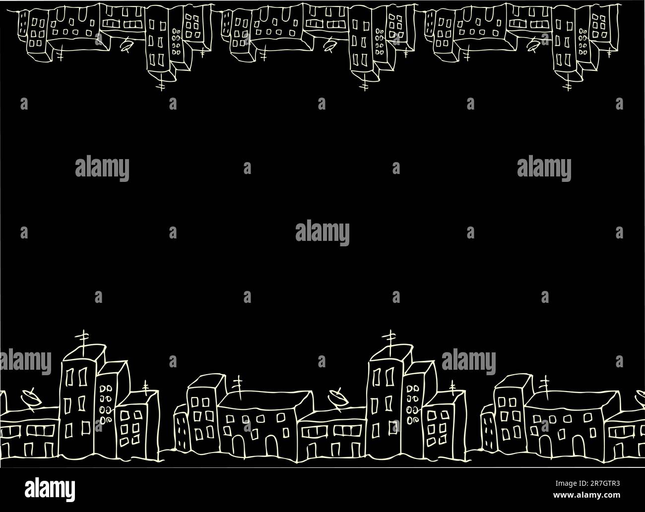 Black Background House border and street city pattern Stock Vector ...