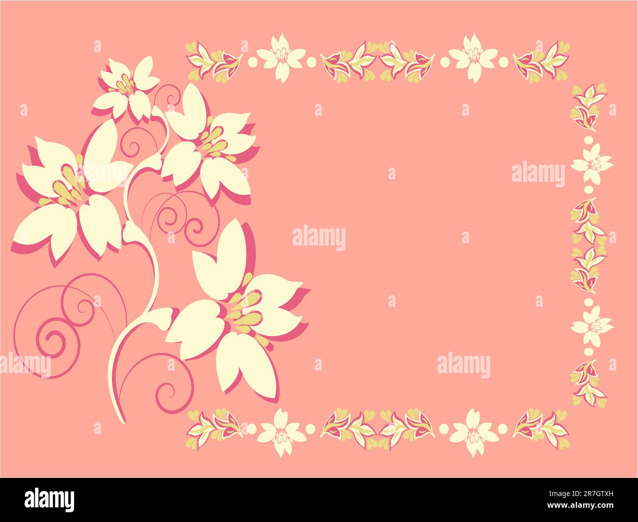 decorative pink flowers frame Stock Vector Image & Art - Alamy