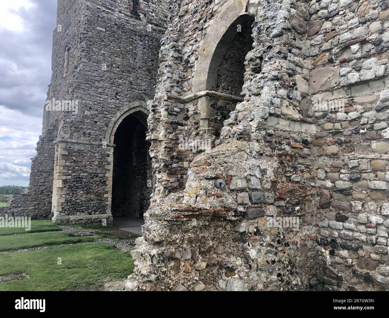 Reculver Towers and Roman Fort ruins on the North Kent coast, between ...