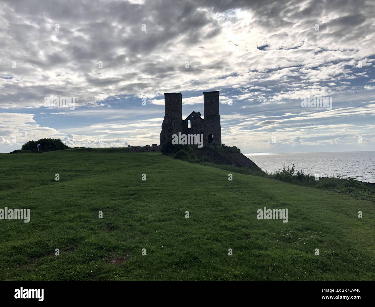 Reculver Towers and Roman Fort ruins on the North Kent coast, between ...