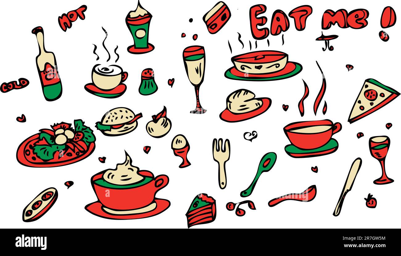 Food Icon Set Doodle sketch Eat me! Stock Vector Image & Art - Alamy