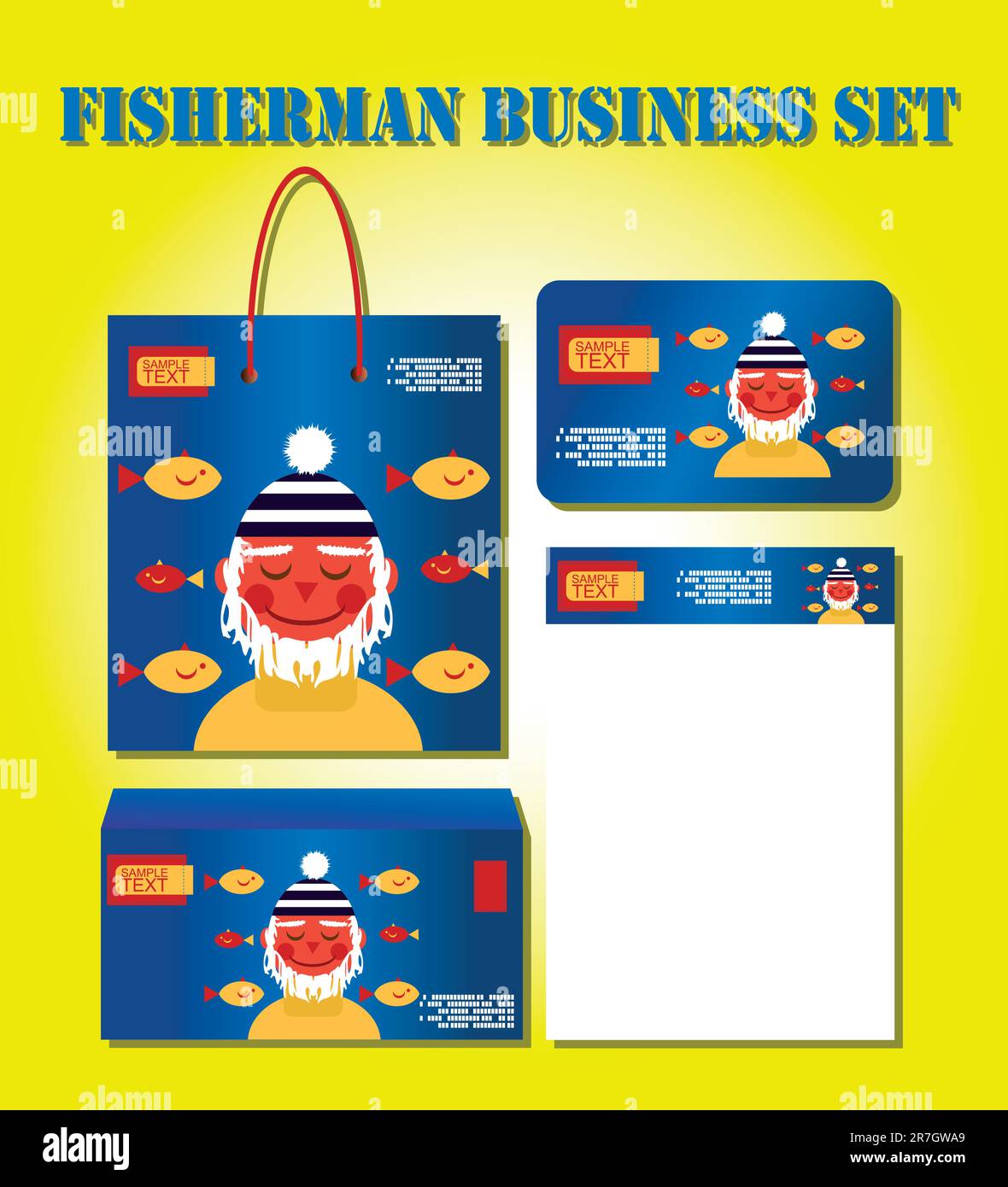 fisherman business set: card bag pack letter Stock Vector Image & Art ...
