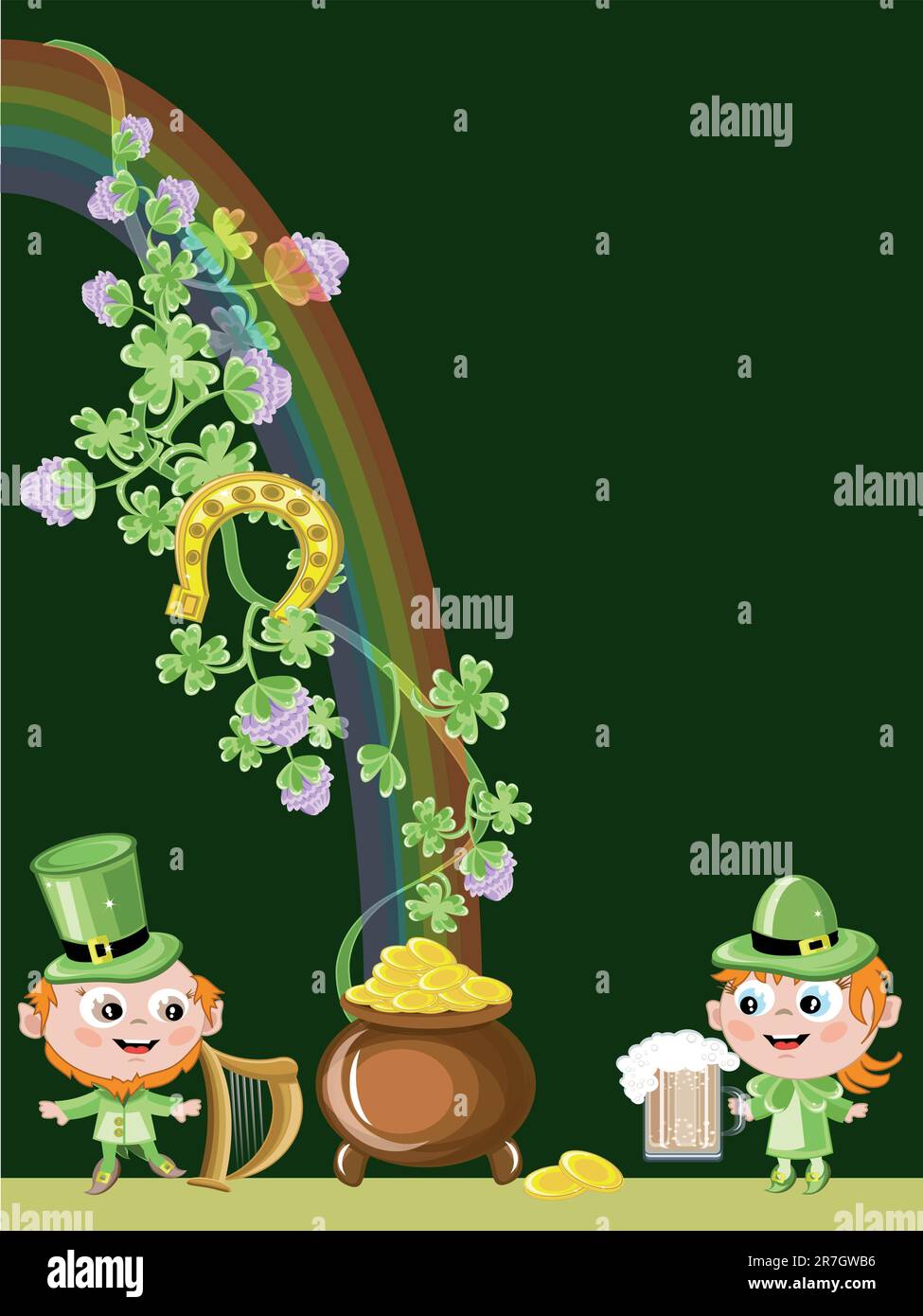 Leprechauns with gold pot Stock Vector Image & Art - Alamy