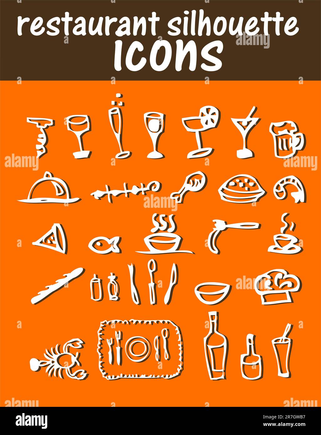 Restaurant silhouette stickers, icons, emblem Stock Vector Image & Art ...