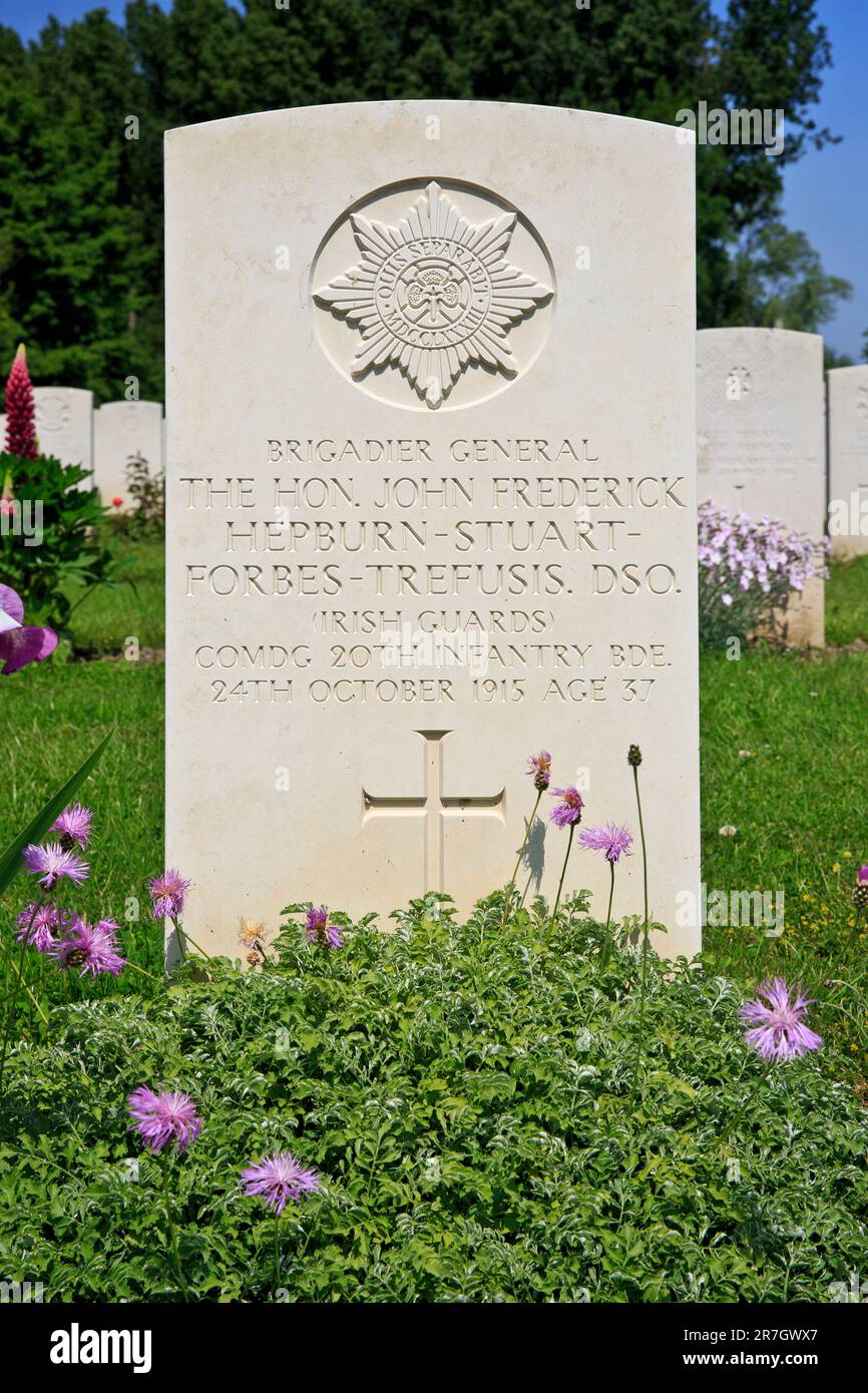 The grave of British Brigadier-General John Frederick Hepburn-Stuart-Forbes-Trefusis (1878-1915 ...