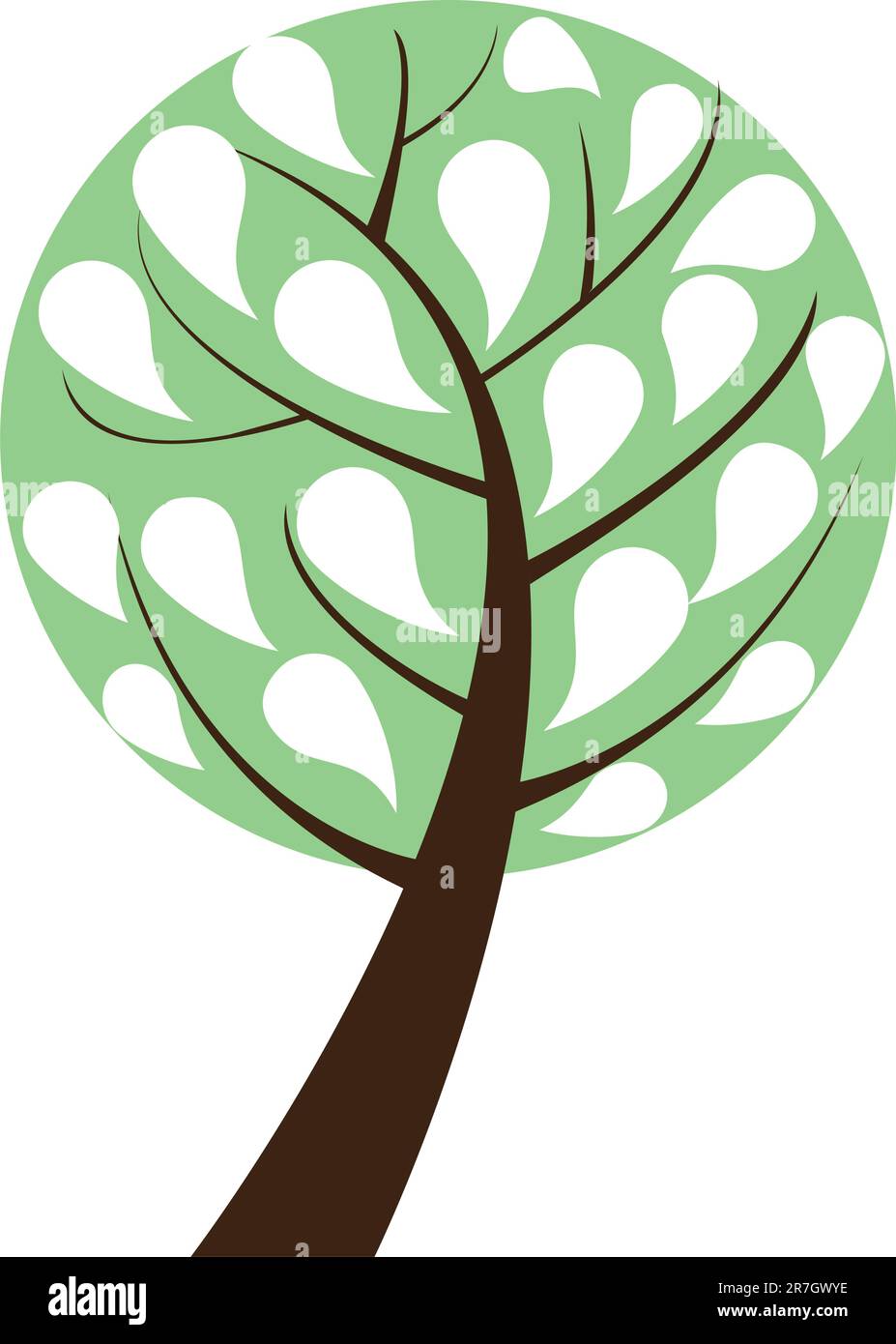 vector illustration of abstract tree with white leaves Stock Vector ...
