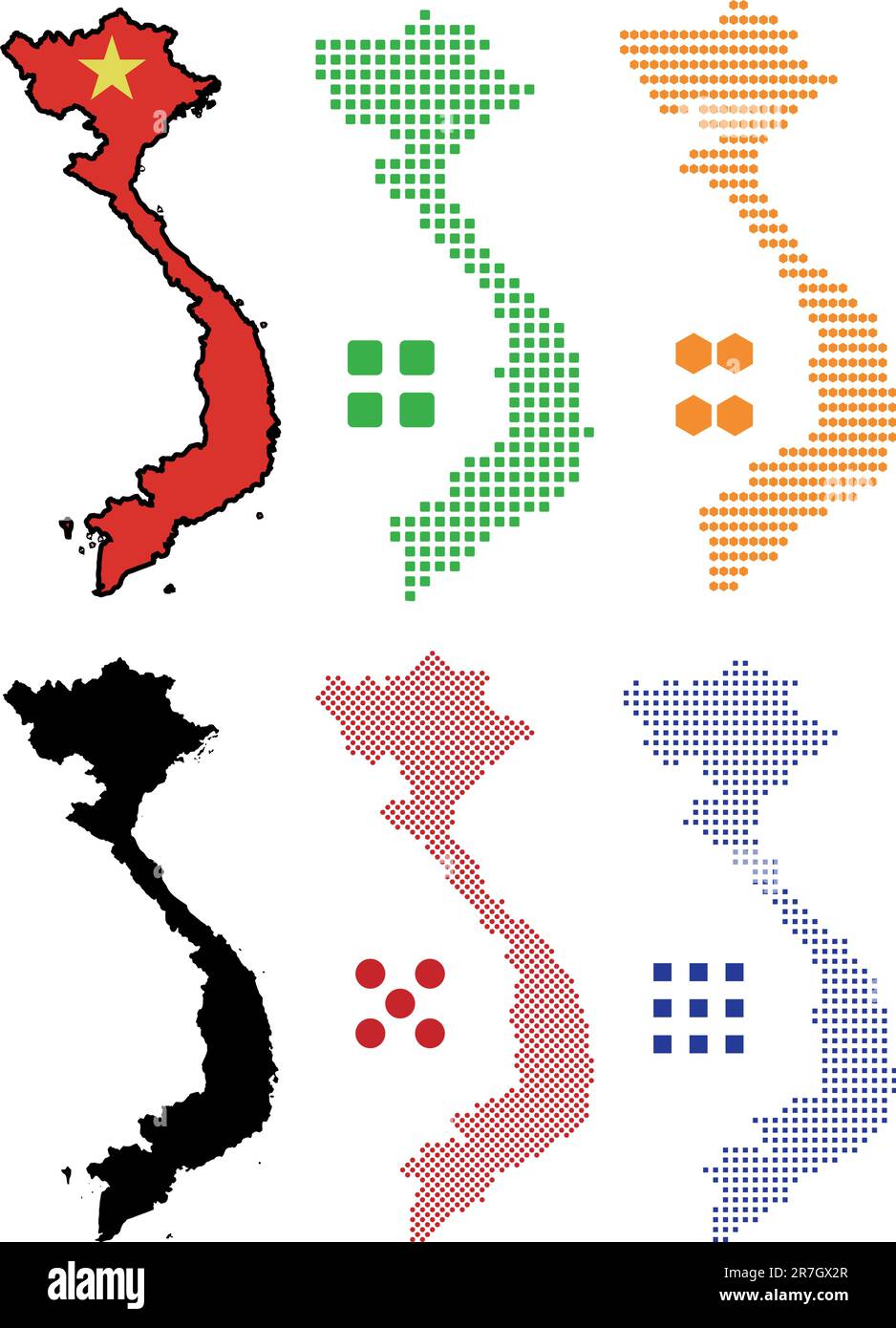 Vector illustration pixel map and flag of Vietnam Stock Vector Image ...