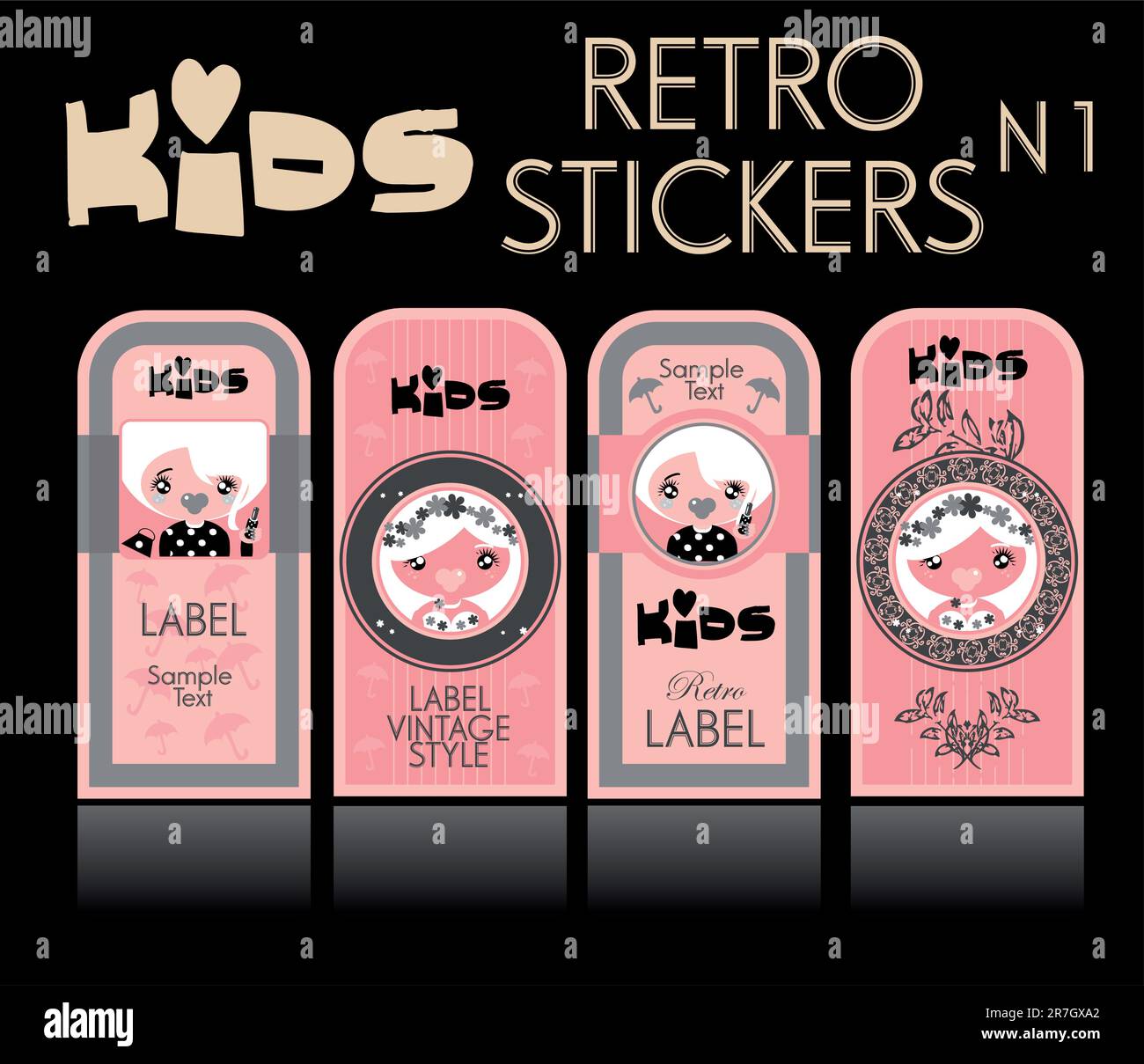 Kids vector set: vintage labels Stock Vector Image & Art - Alamy
