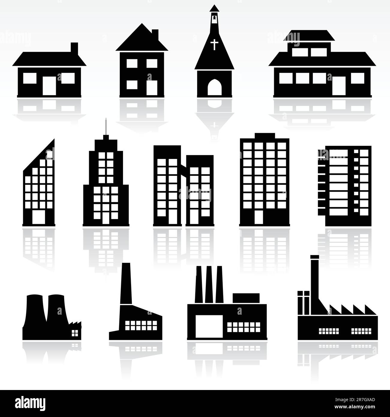 Black white drawing apartment buildings Stock Vector Images - Alamy