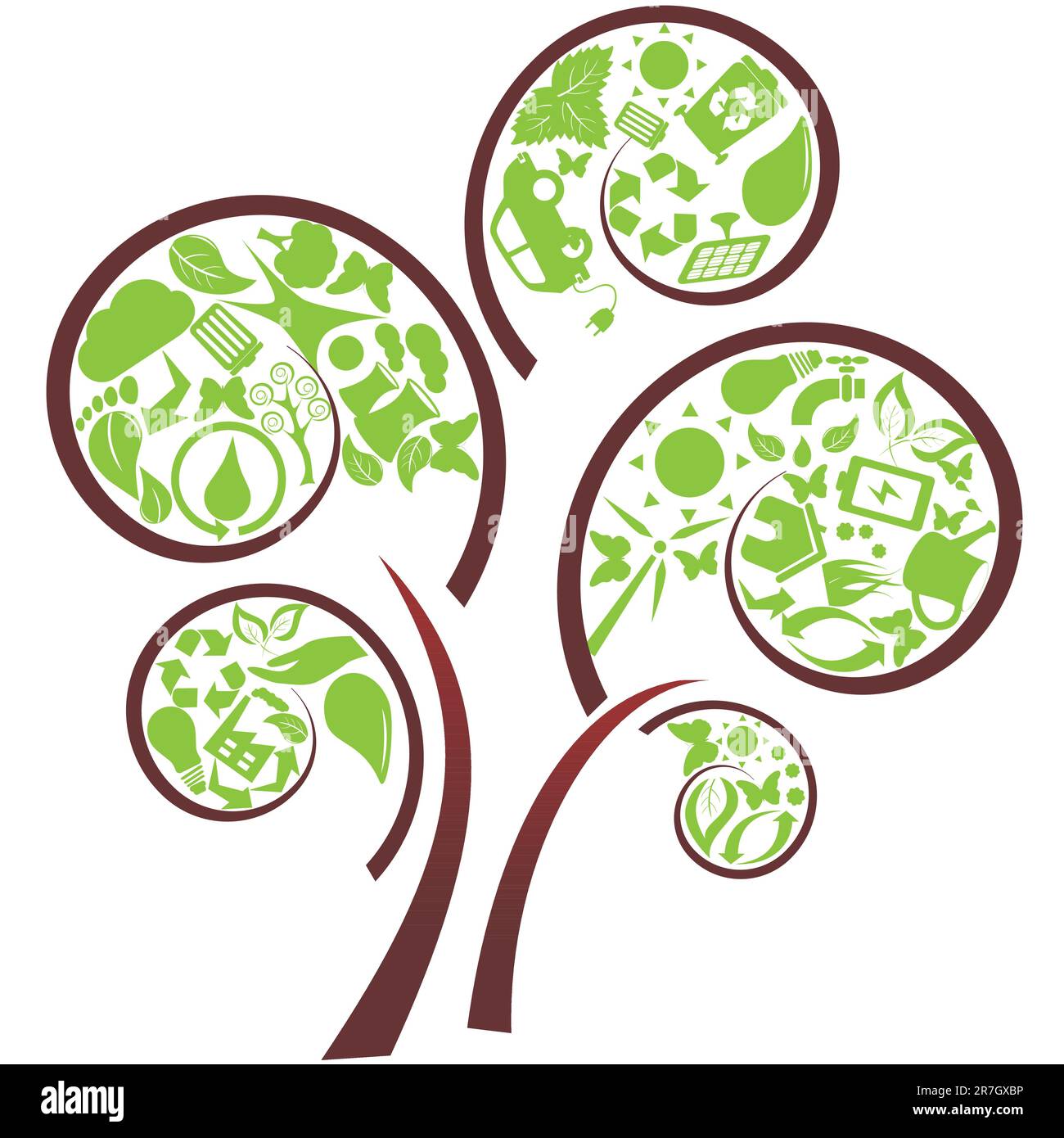 Green tree with eco symbols Stock Vector Image & Art - Alamy