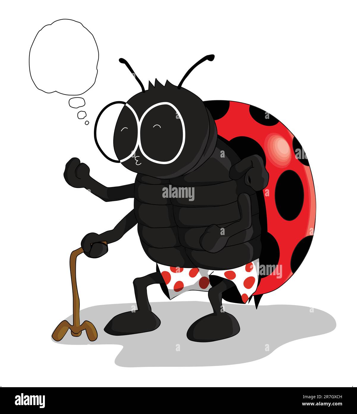 An old ladybug, standing with the help of his cane, remembered ...