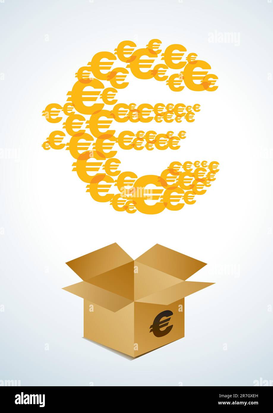 Illustration of a cardboard box with euro Stock Vector Image & Art - Alamy