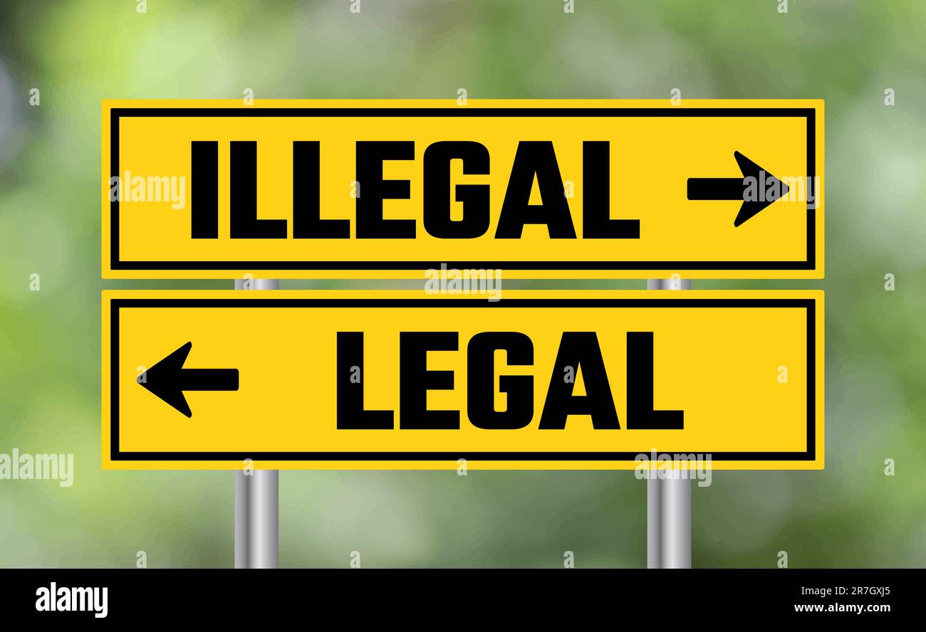 Illegal or legal road sign on blur background Stock Photo - Alamy