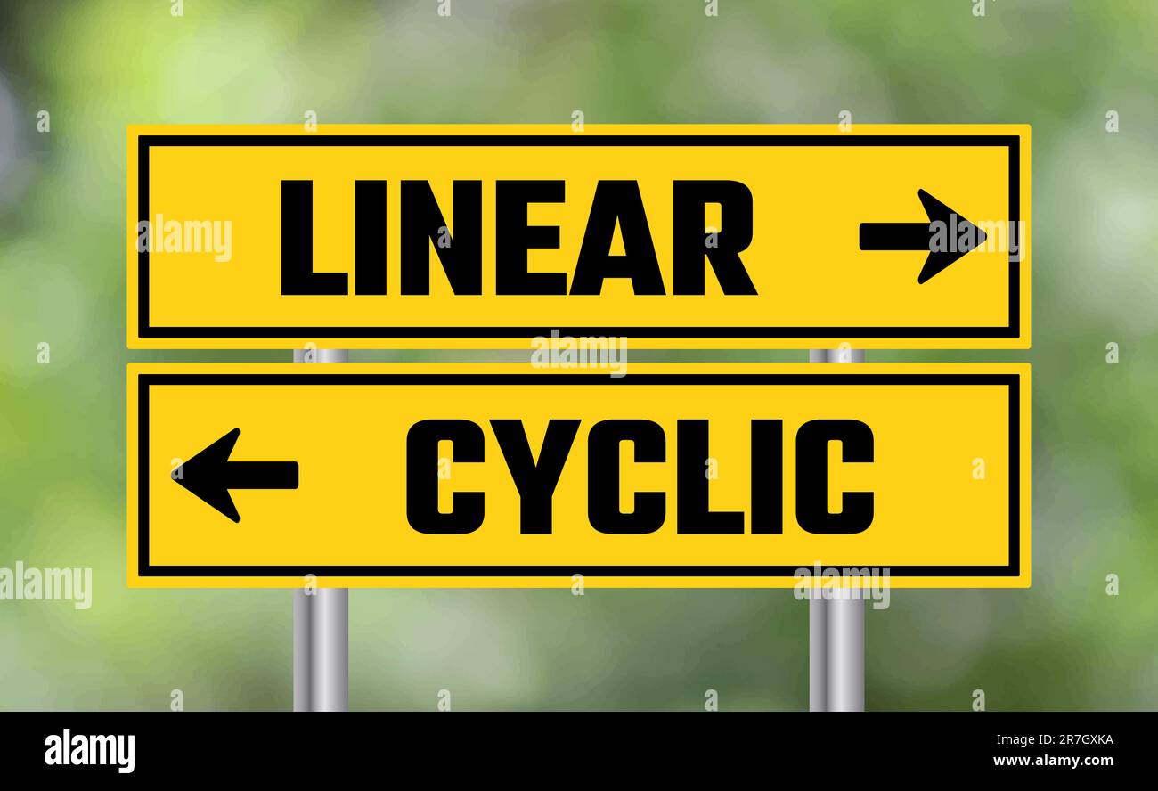 Linear or cyclic road sign on blur background Stock Photo - Alamy